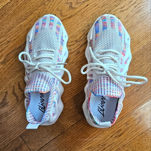Liliana | Shoes | Liliana Lori Cream Multi Knit Sneaker | Poshmark
